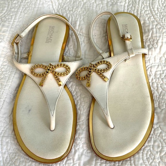 MICHAEL Michael Kors | Shoes | Michael Kors Posey Flat White Sandal ...